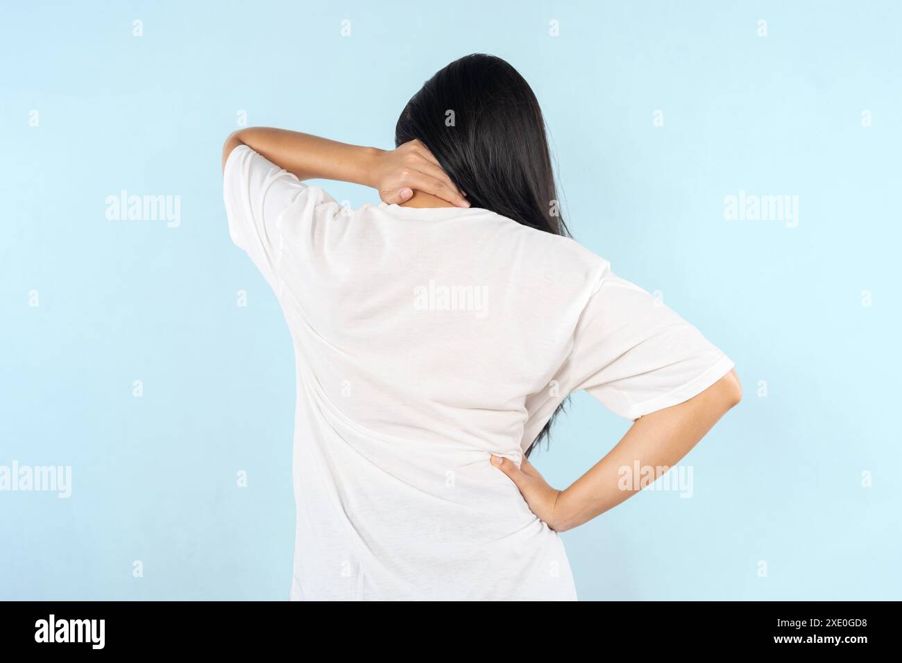 Asian woman has problem with structural posture She had neck and back ...