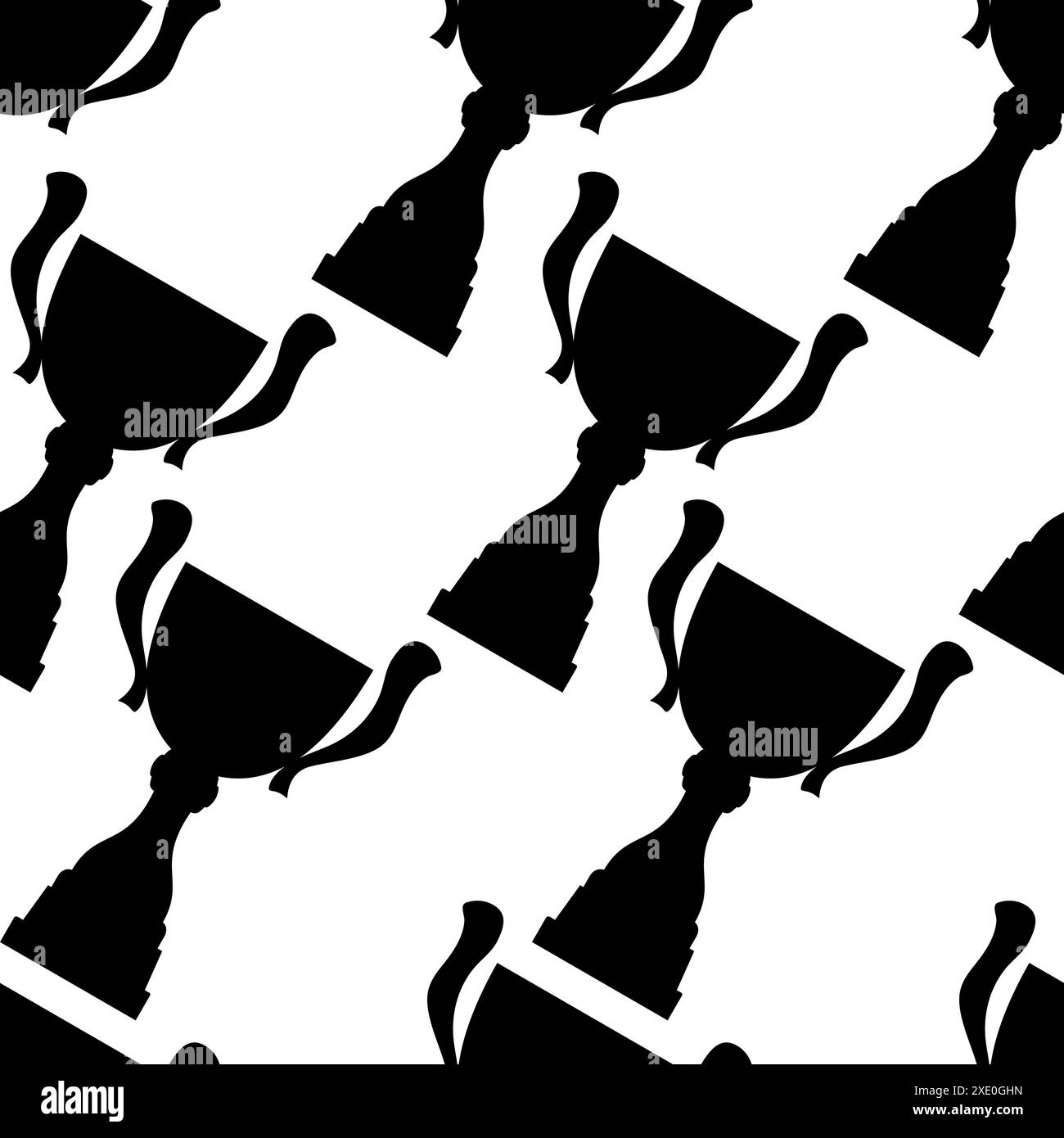 Winner trophy cup seamless pattern. Black simple silhouette texture ...