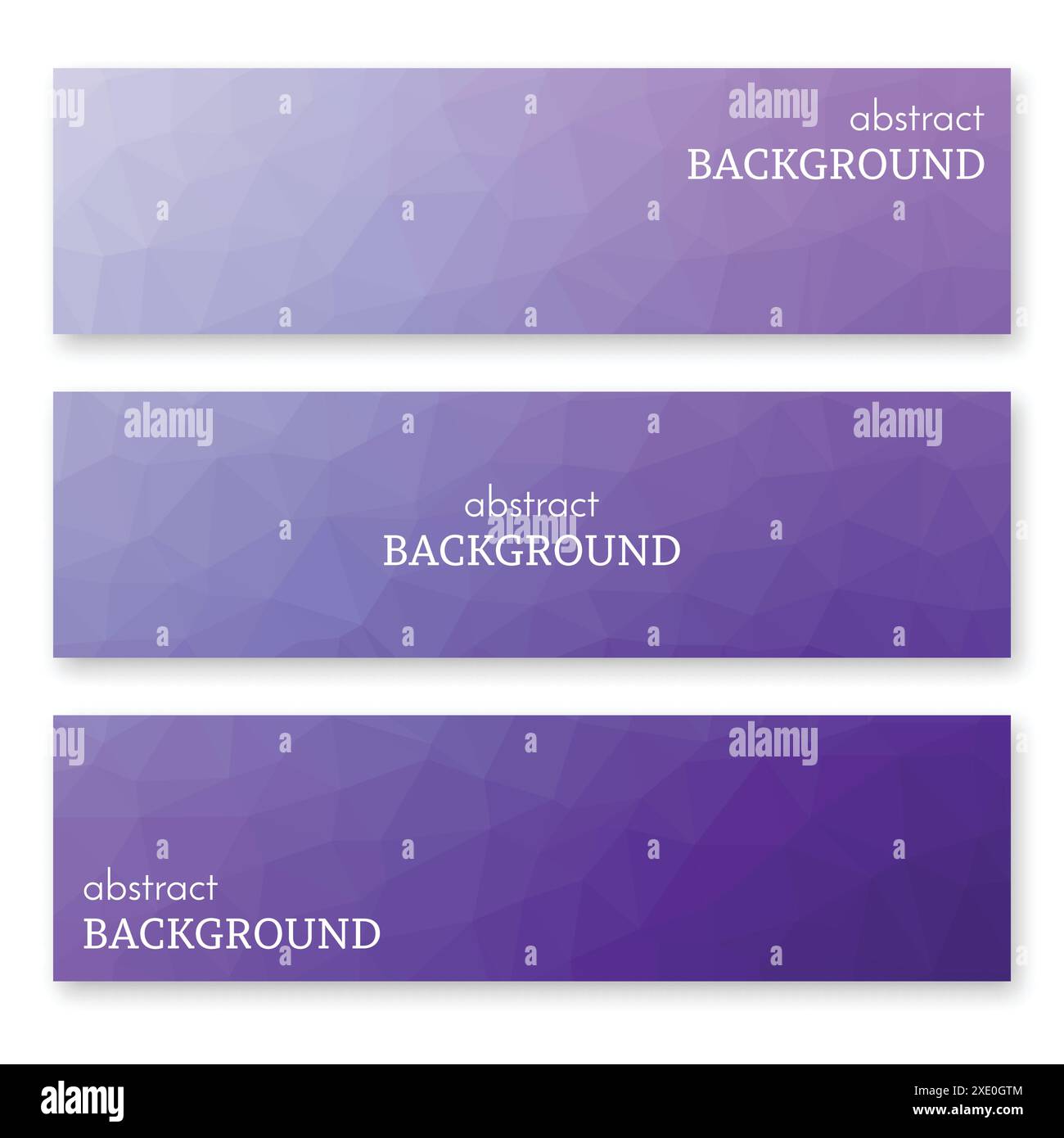 Set of three purple banners in low poly art style. Background with ...