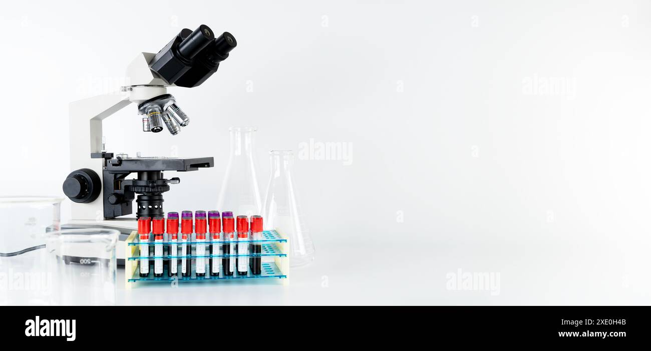 Microscope isolated on white. Modern medical research laboratory with ...