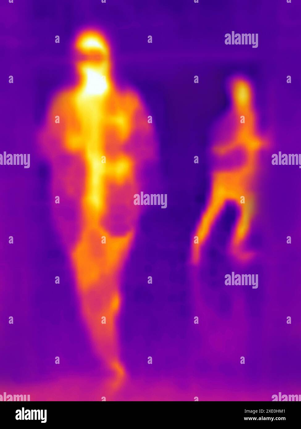 The image from thermal imager device. Human heat map. Blurred ...