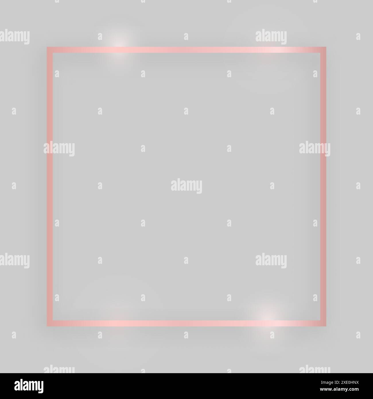 Shiny frame with glowing effects. Rose gold square frame with shadow on ...
