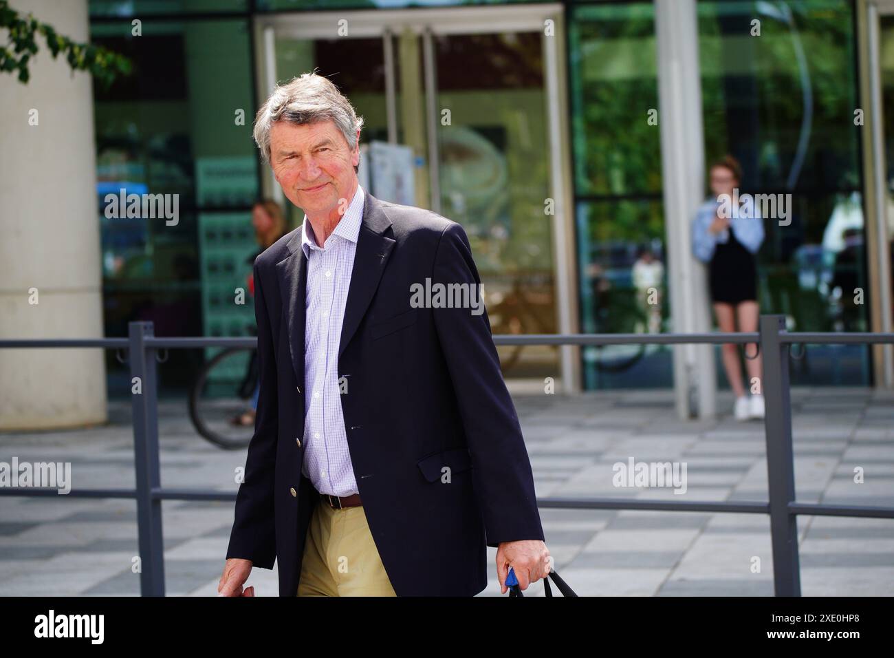 Vice Admiral Sir Tim Laurence leaves Southmead Hospital in Bristol ...
