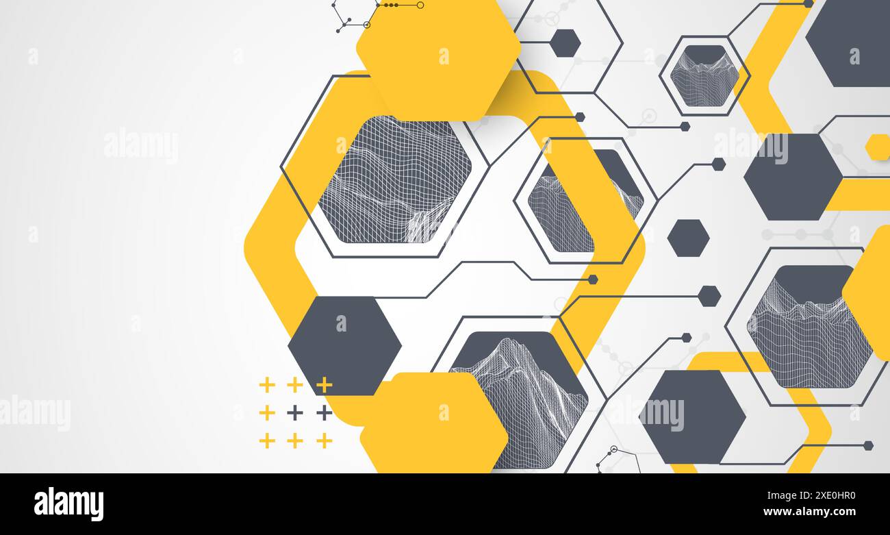 Modern Science Or Technology Abstract Background Using Hexagonal Shapes Wireframe Spot Surface
