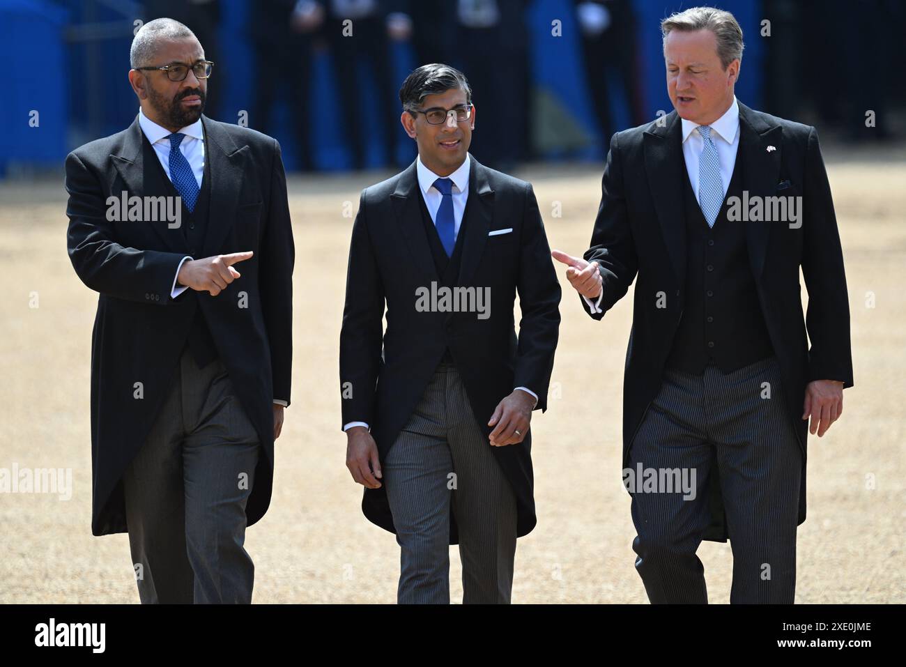 (left-right) Home Secretary James Cleverly, Prime Minister Rishi Sunak ...
