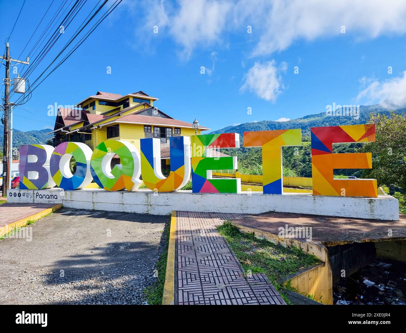 Panama, Boquete, multi colored welcome sign Stock Photo - Alamy