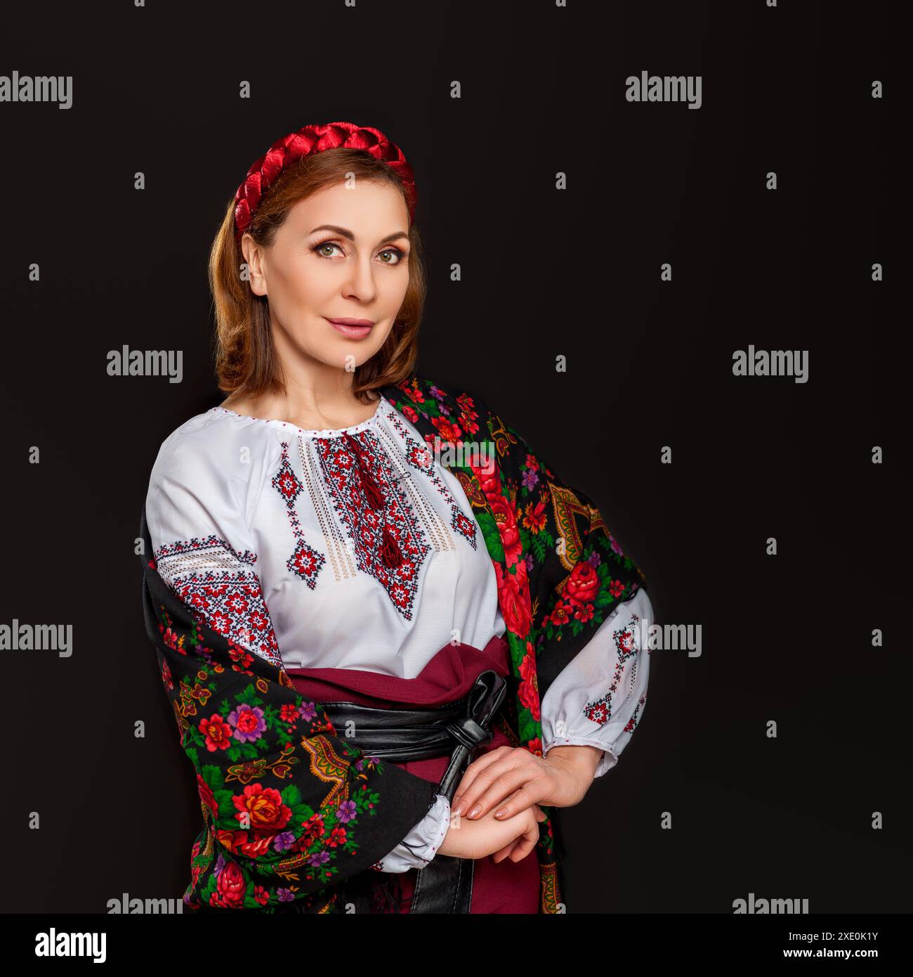 Beautiful adult Ukrainian women in national costume. Attractive Ukrainian woman wearing in ...