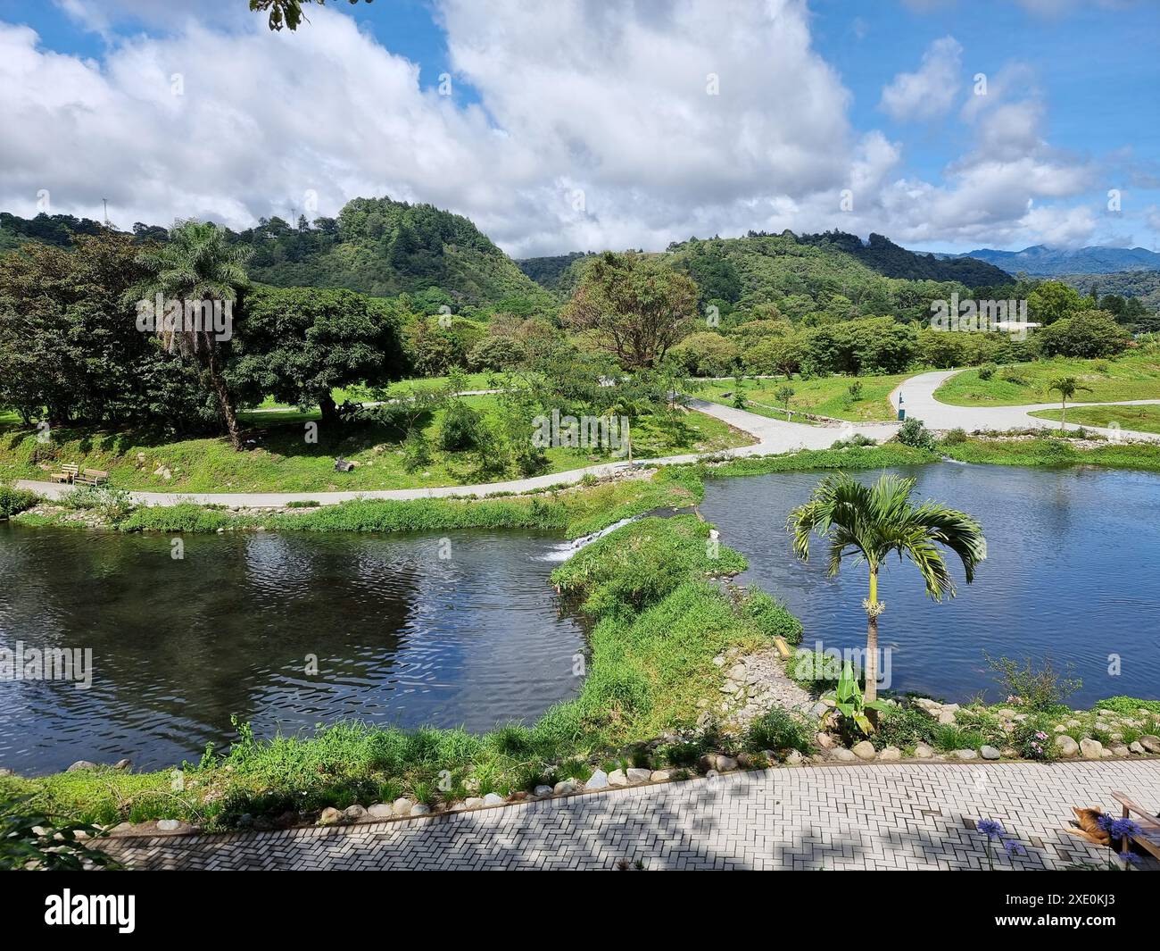 Panama, Boquete central park, artificial lakes on a sunny day Stock ...