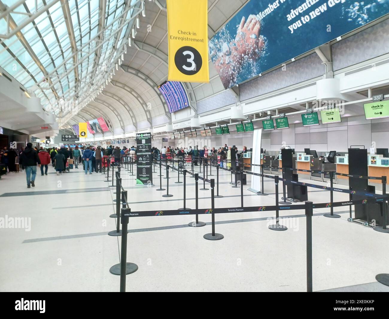 Toronto, ON, Canada - June 21, 2024: Inside view of the Toronto Pearson International Airport ...