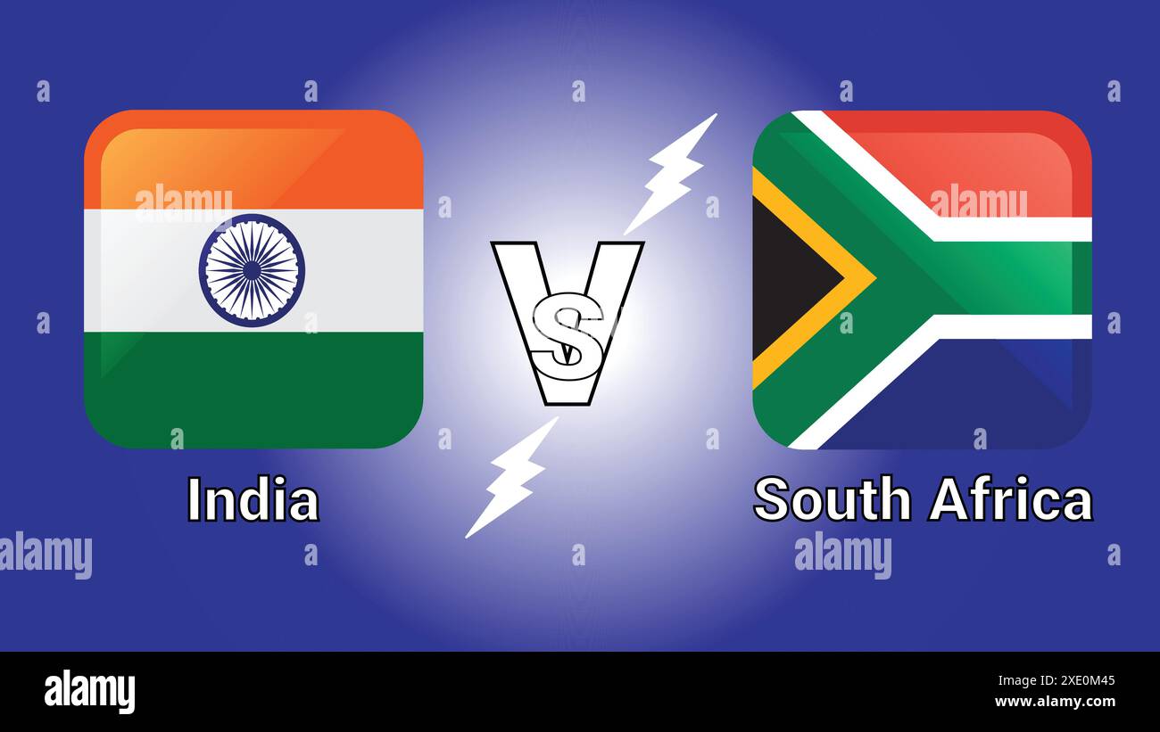 India Vs South Africa 3D Illustration vector flags in shaded Rounded ...