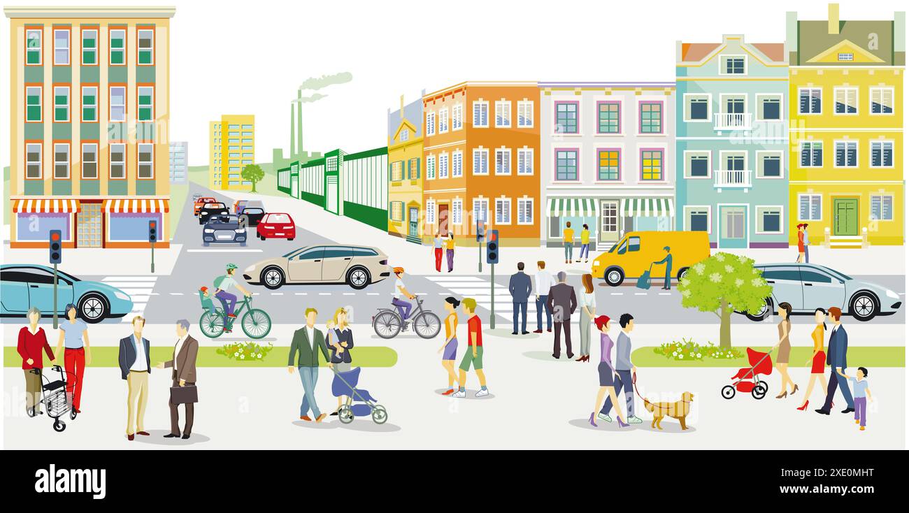 Residential area illustration hi-res stock photography and images - Alamy