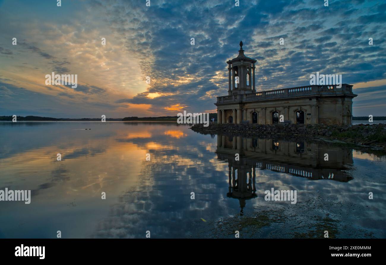 Normanton Church at sunset, Rutland Water, Rutland, England Stock Photo ...