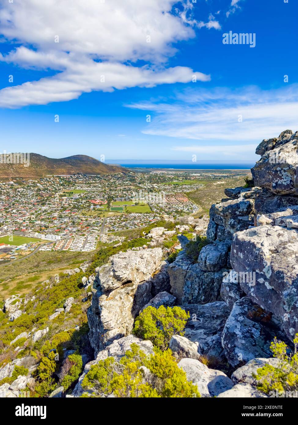 Fish Hoek residential neighborhood viewed from the top of mountain ...