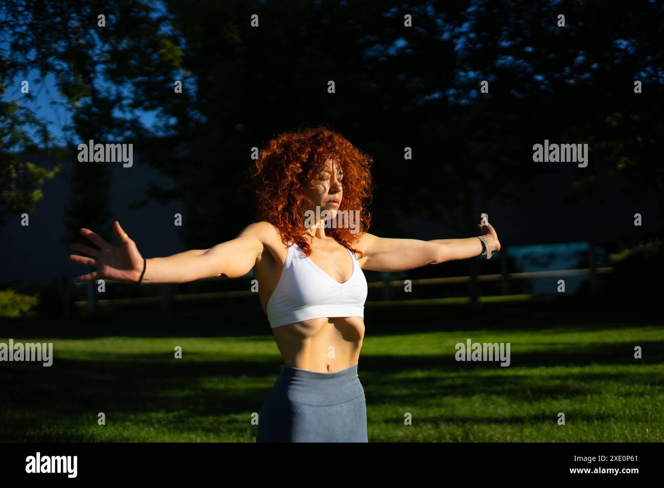 Woman doing hypopressive exercises hi-res stock photography and images ...