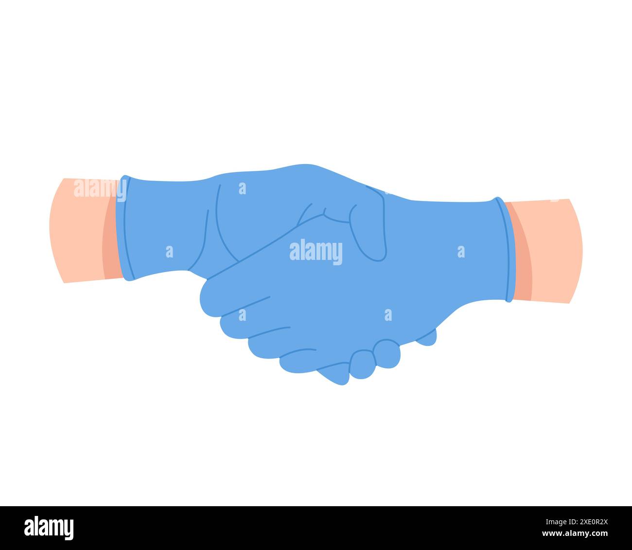 Handshake of doctors, nurses in blue sterile gloves shake hands vector ...