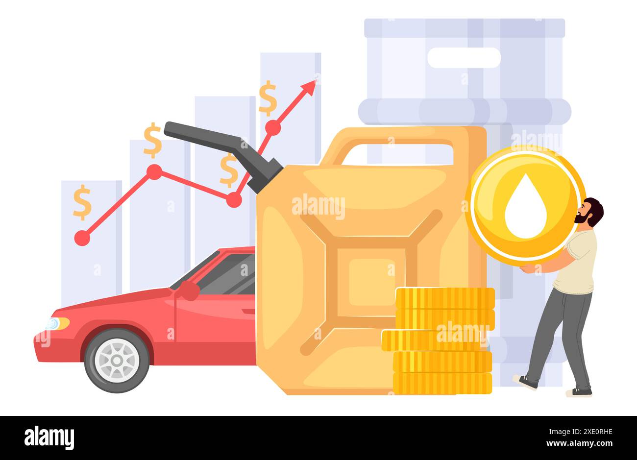 Gasoline price growth fuel cost rising vector illustration Stock Vector ...