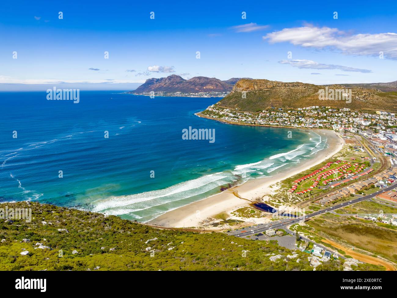 Fish Hoek residential neighborhood viewed from the top of mountain ...