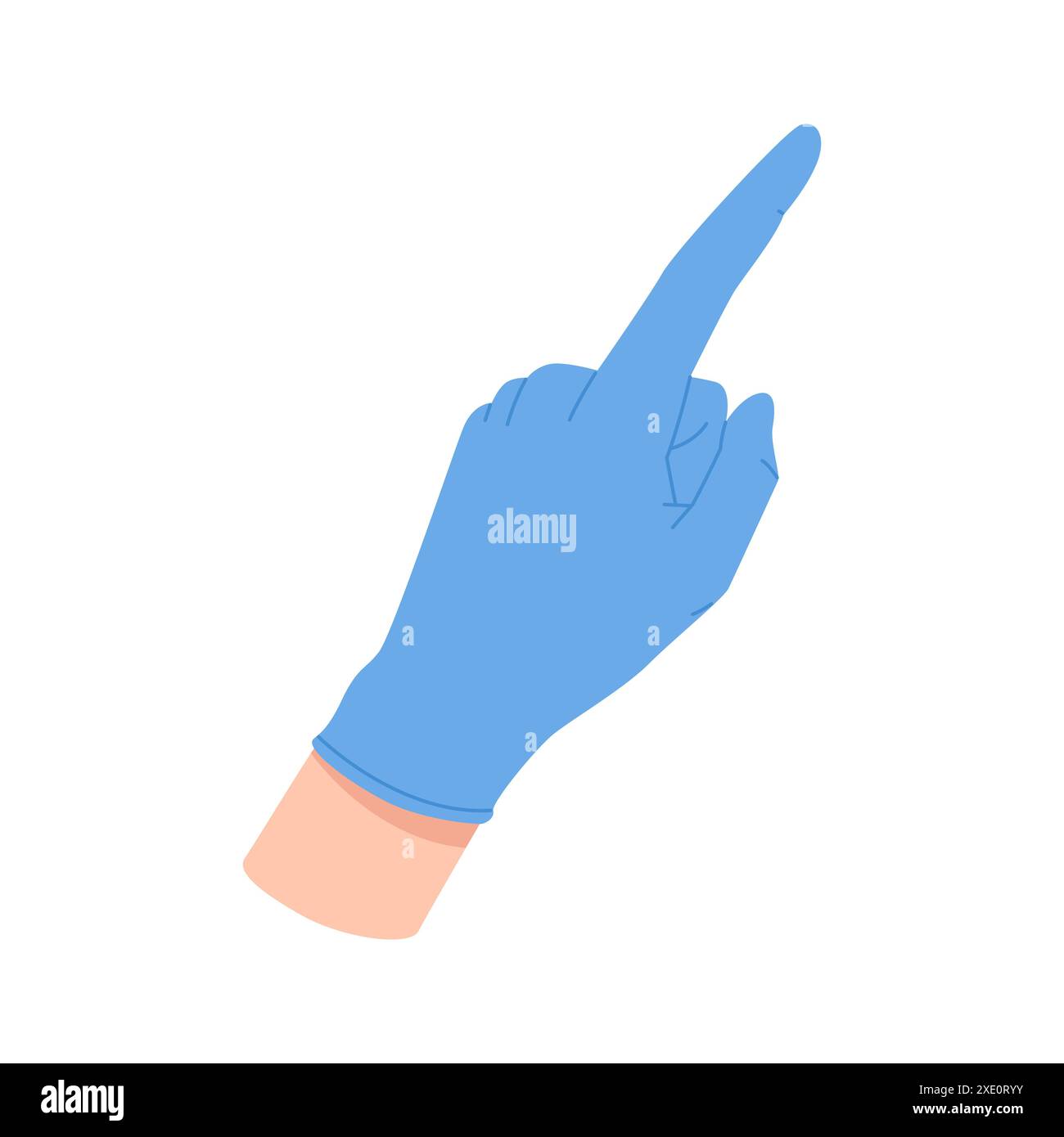 Doctors hand in blue latex surgical glove pointing index finger vector ...