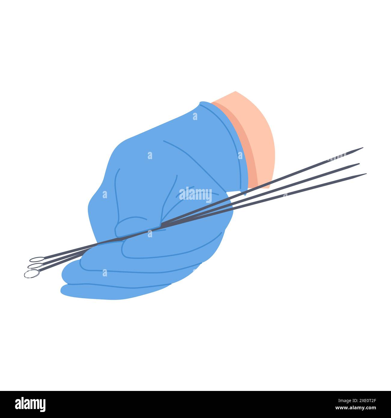 Surgeon or nurse hand in disposable glove giving pack of surgical sharp ...