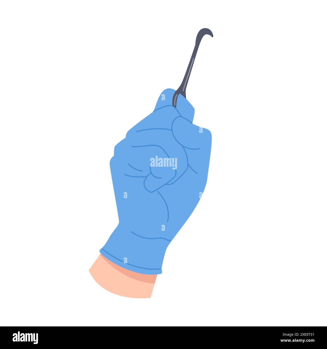 Surgeon or nurse hand in disposable glove holding surgical instrument ...