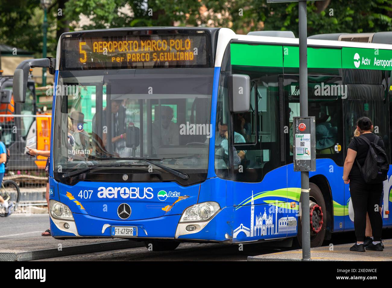 Venice, Italy - June 19, 2024: Bus line number 5 seen at the bus ...