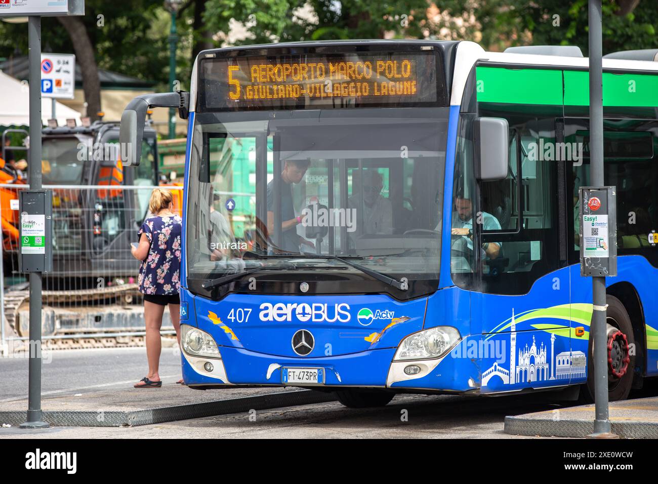 Venice, Italy - June 19, 2024: Bus line number 5 seen at the bus ...