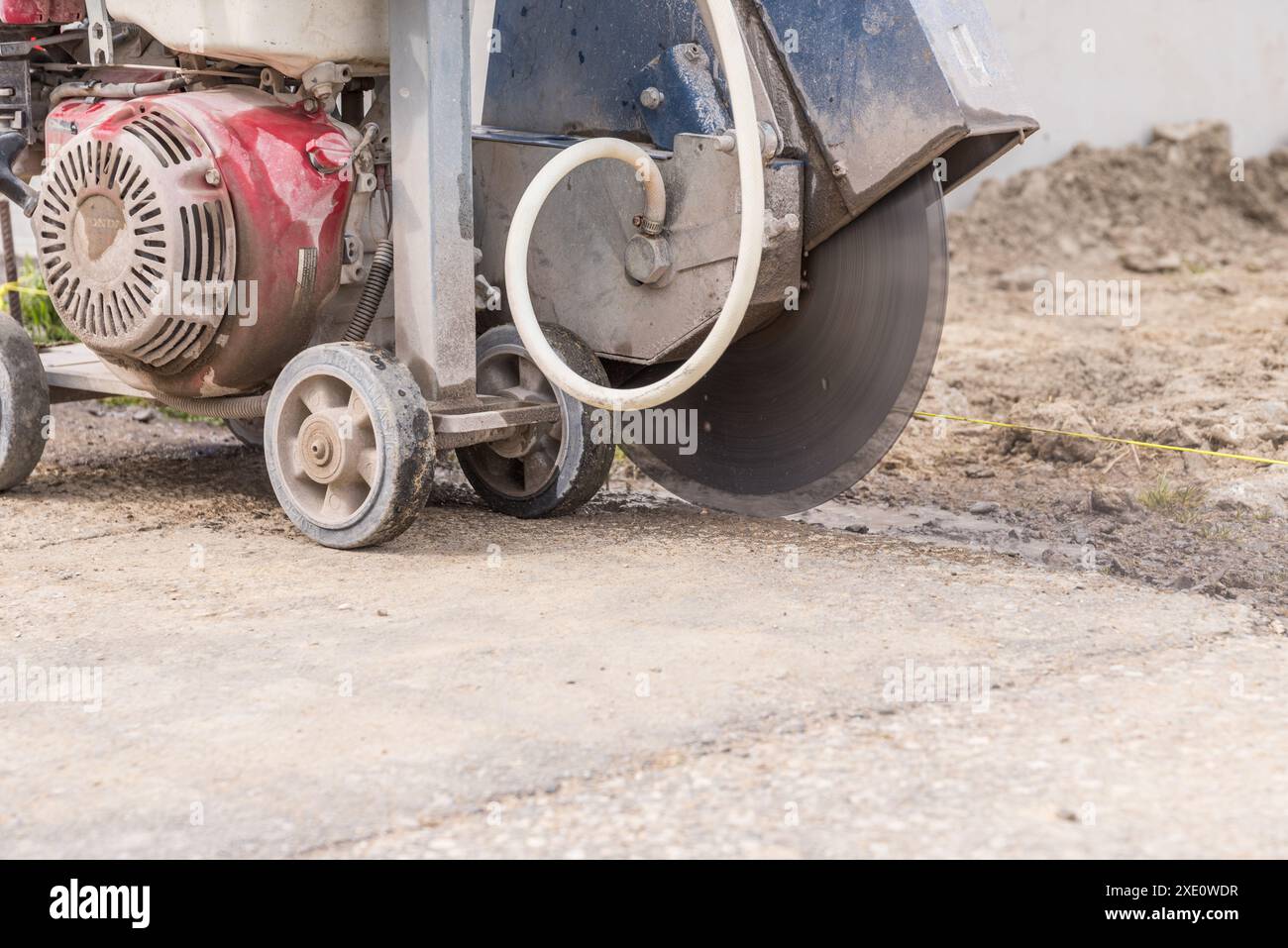 Floor cutter on a construction site - asphalt cutting machine Stock ...