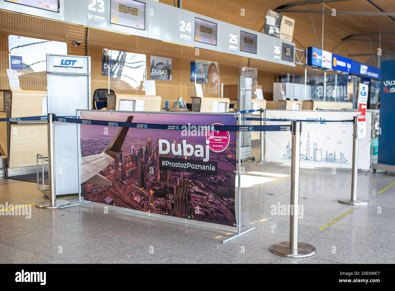 Poznan, Poland - June 18, 2024: Empty check-in counters at Poznan ...