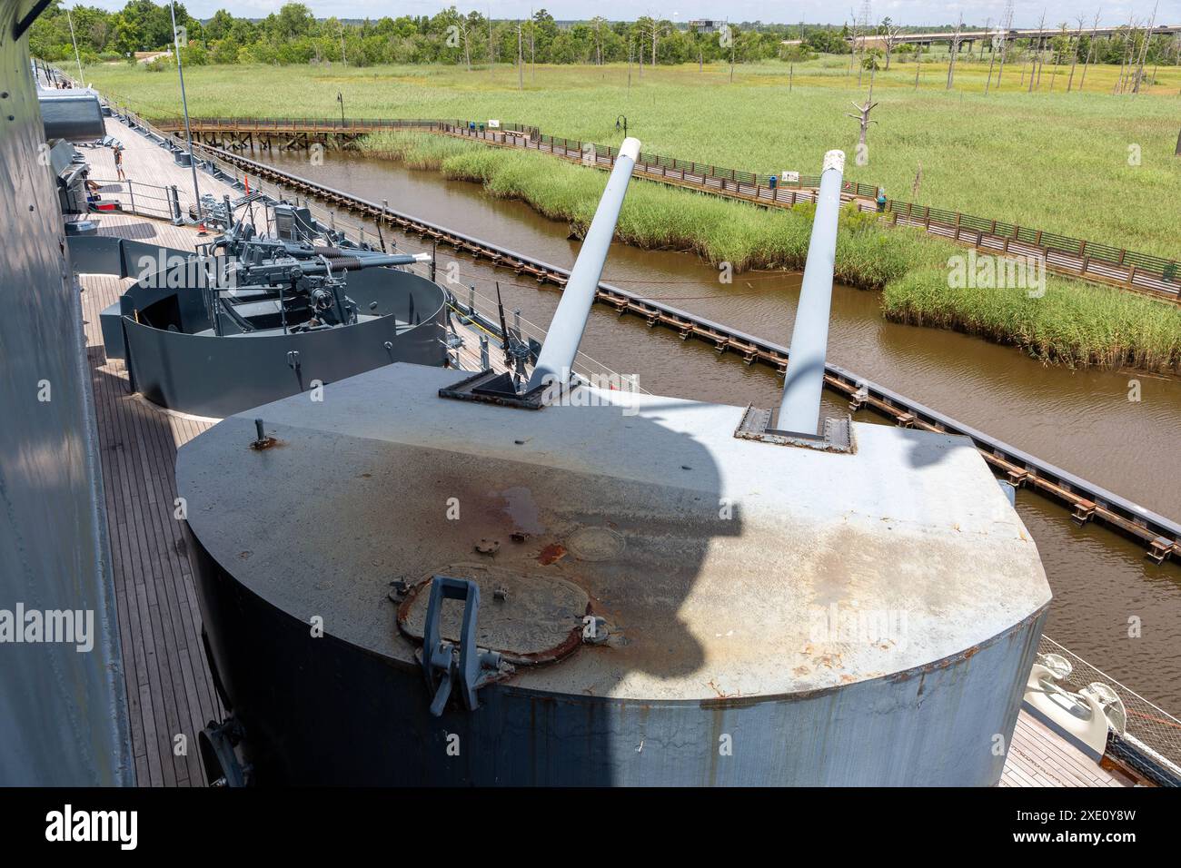 Wilmington, NC / USA - June 22, 2024: A view of a turret with two Mark ...