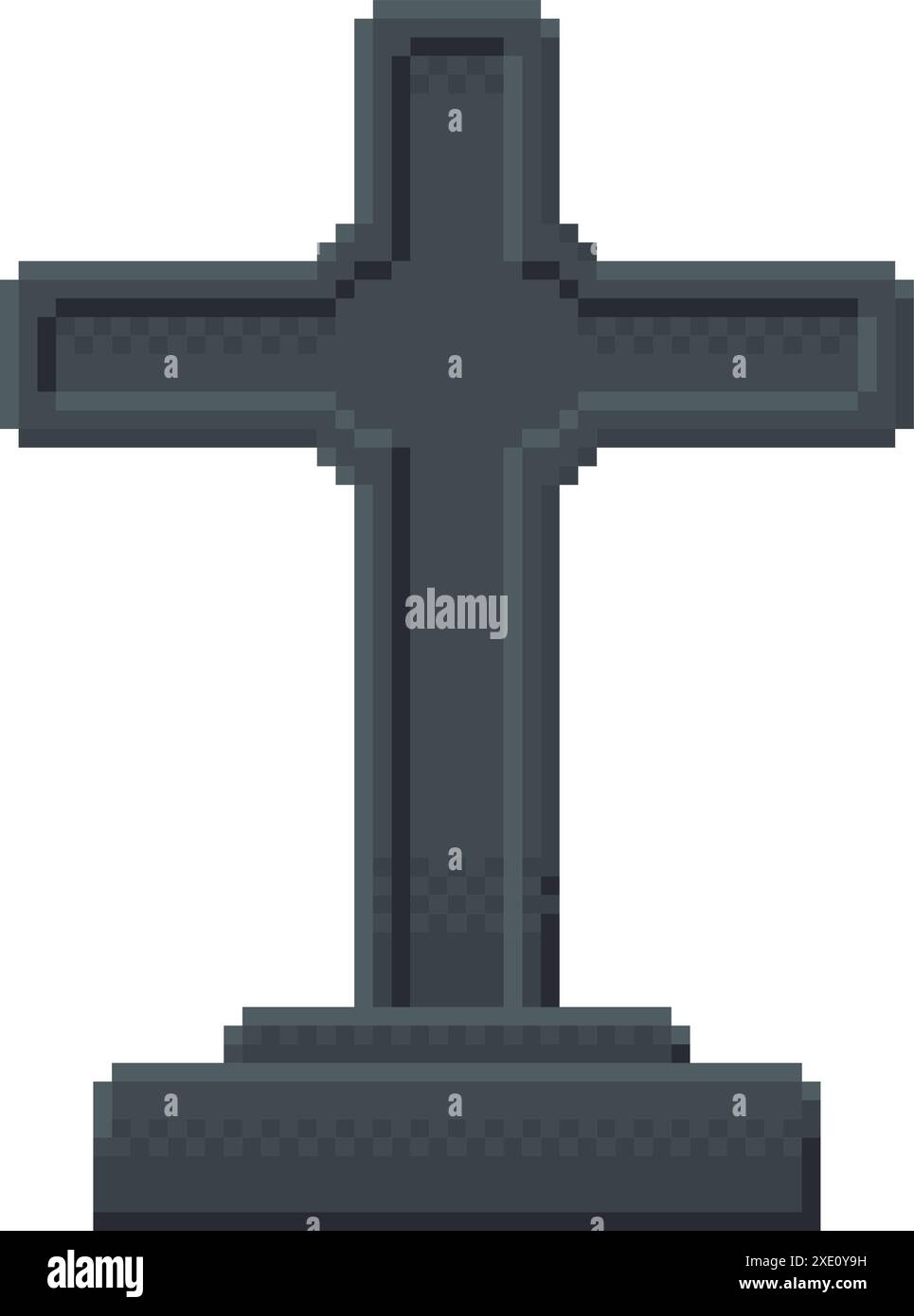 Cemetery cross in pixel art style. Creepy grave Halloween design element isolated on white Stock ...