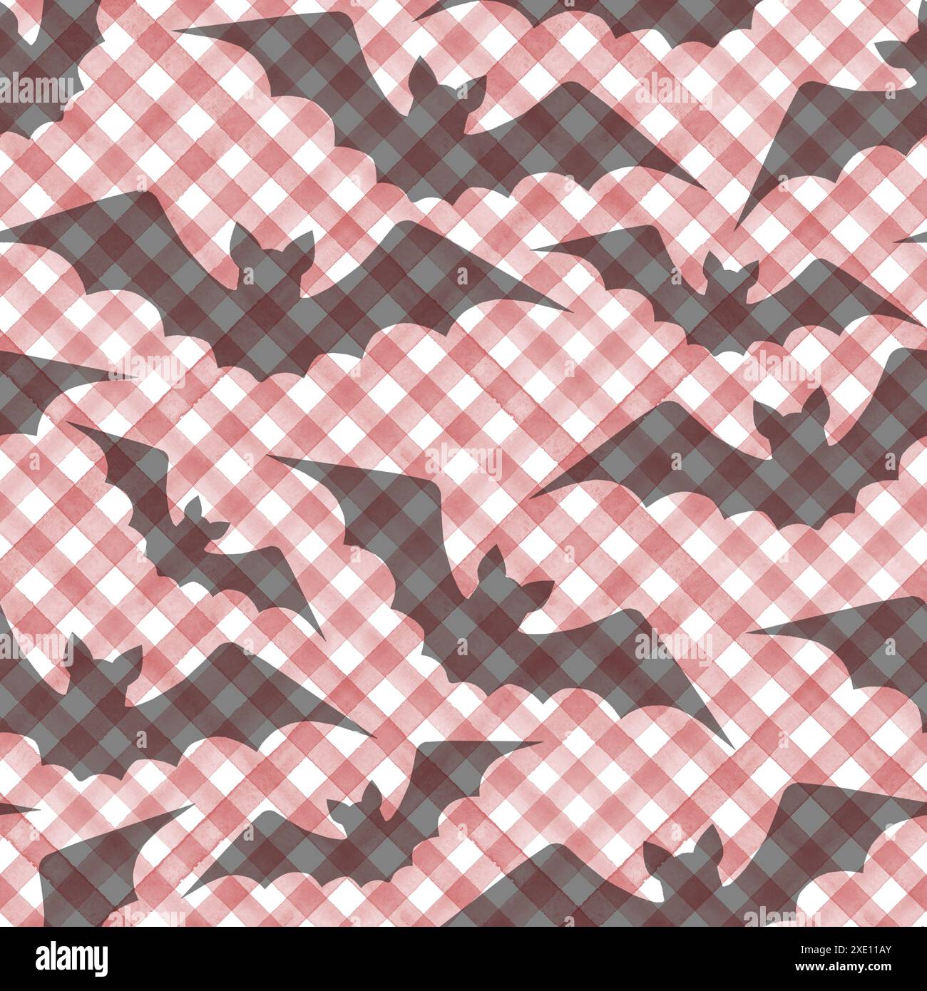 Halloween watercolor grunge seamless pattern with black silhouettes of ...