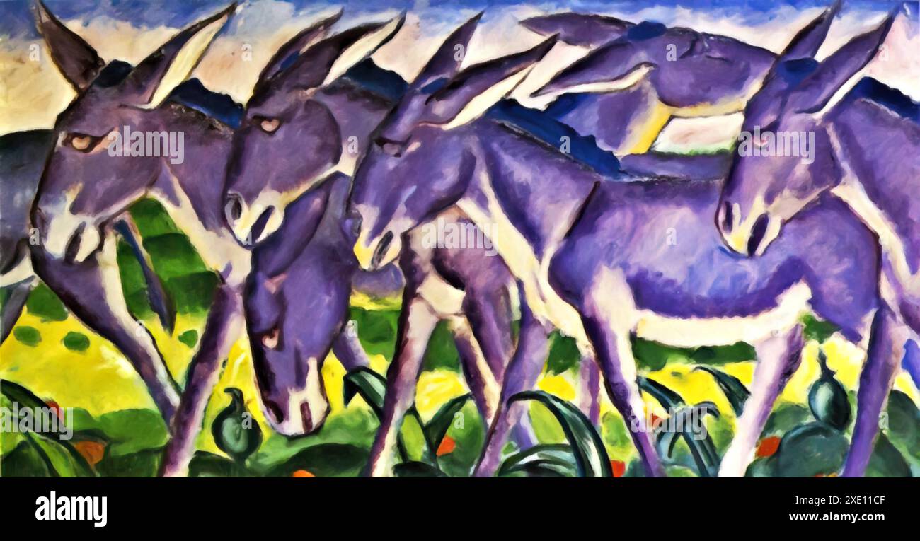Donkey Frieze, 1911 (painting) by Artist Marc, Franz (1880-1916) German ...