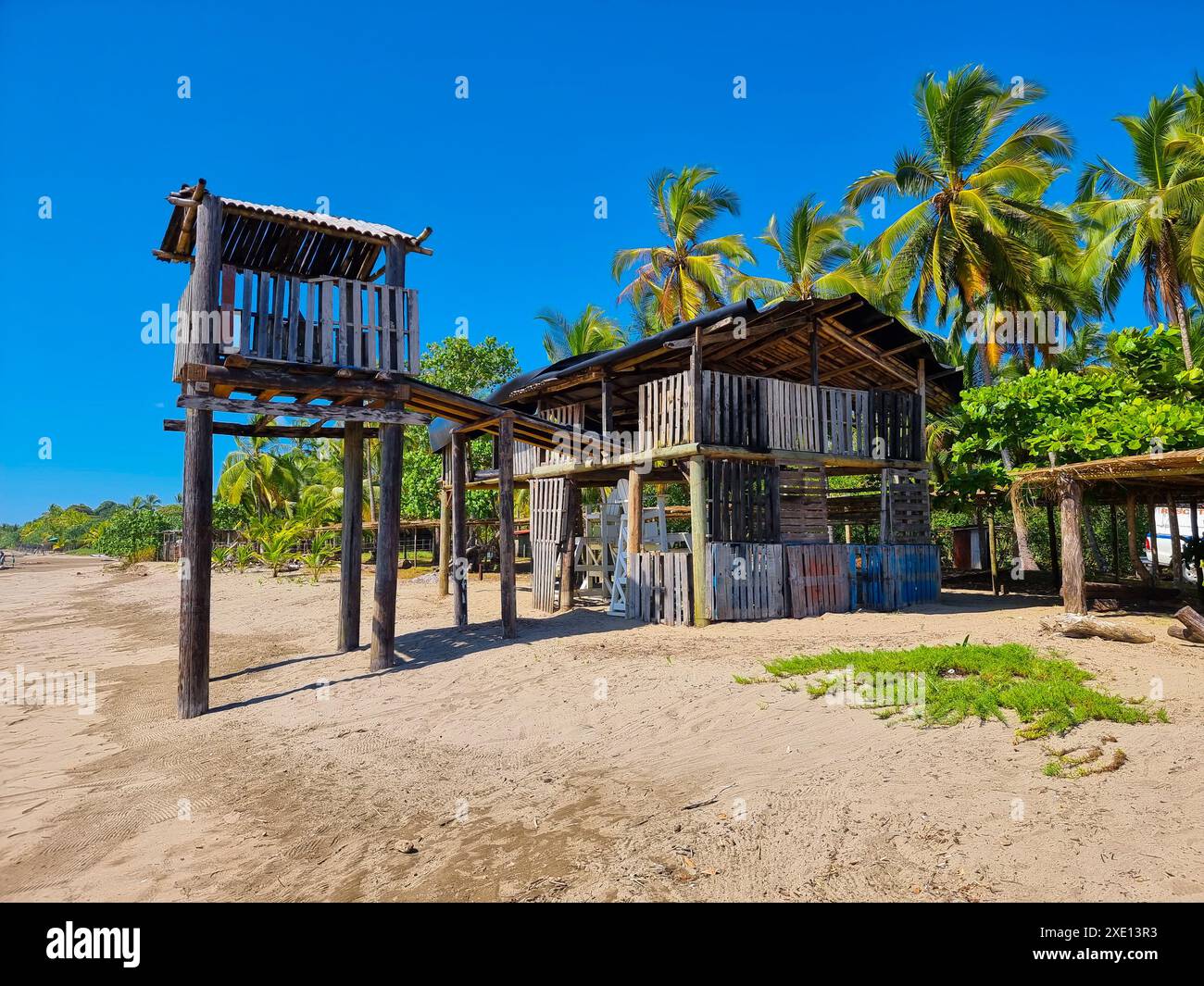 Panama, Las Lajas beach, old wooden watchtower in summer Stock Photo ...
