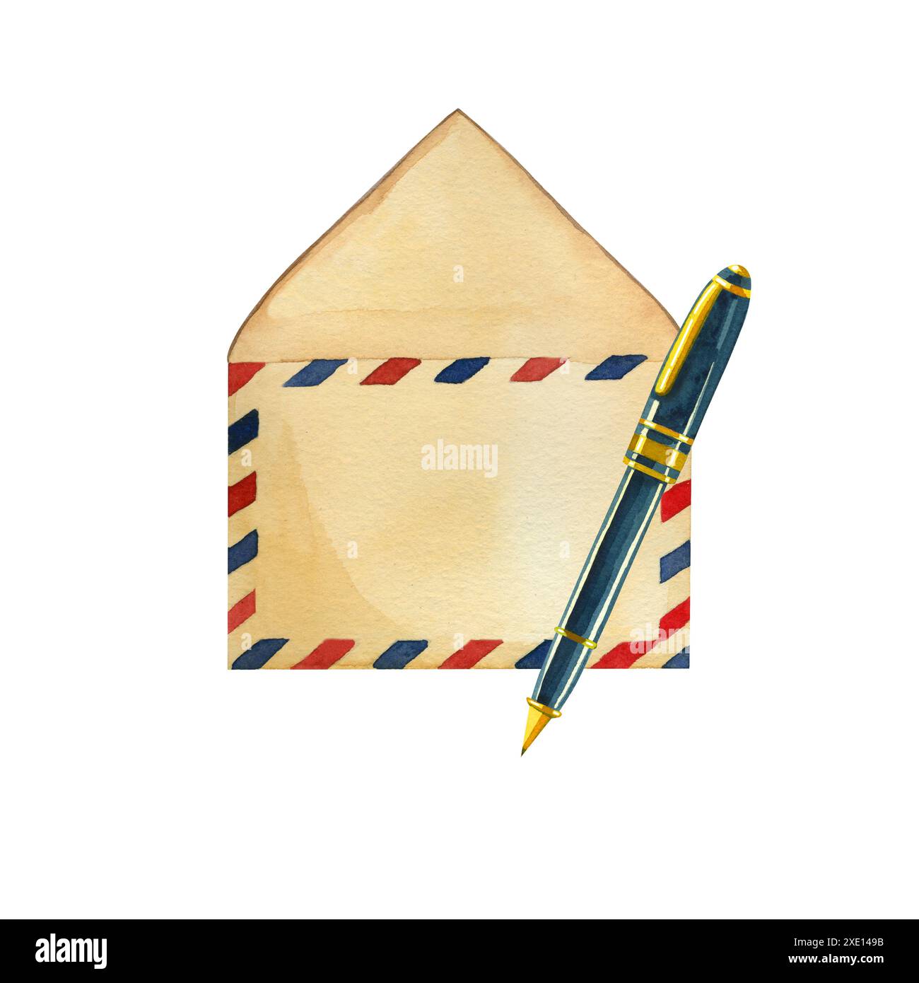 Ink pencil and watercolor on paper Cut Out Stock Images & Pictures - Alamy