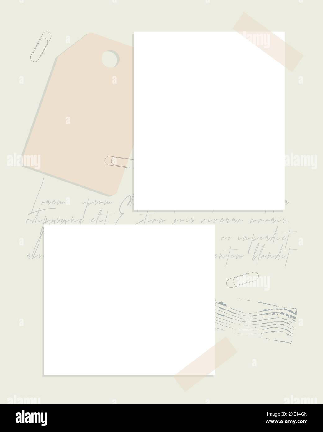 Blank vintage collage for scrapbooking, for note reminders todo list ...