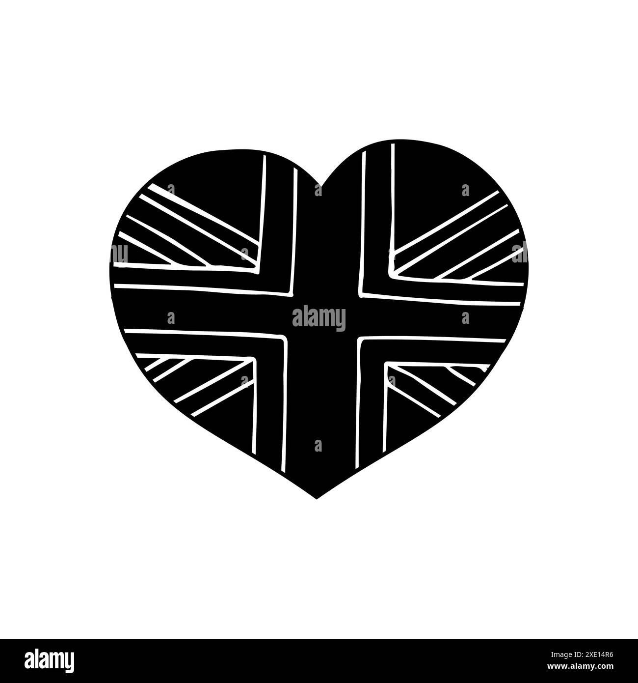 Vector hand drawn doodle sketch Great Britain flag heart isolated on ...