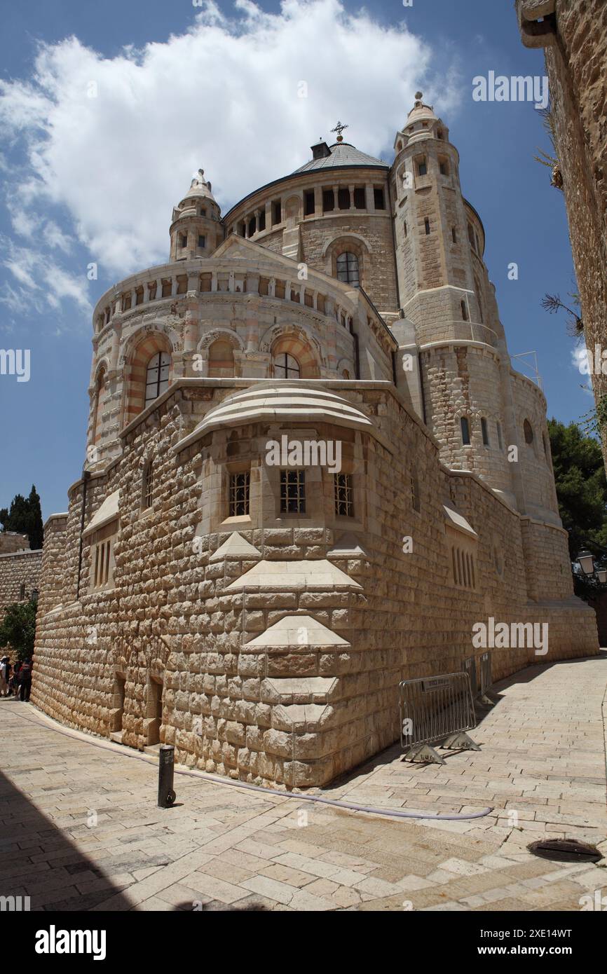 Low angle view of the Benedictine Church of Dormition built on Mount ...