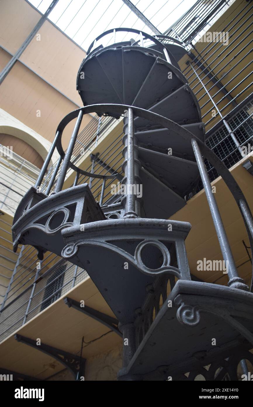 Grey Cast Iron Spiral Staircase in Kilmainham Prison, Dublin, Ireland ...