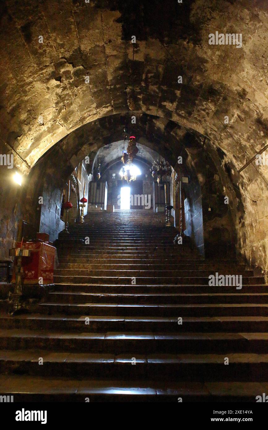 Steps heading up the 12th century Crusaders Church of Mary's Tomb or ...
