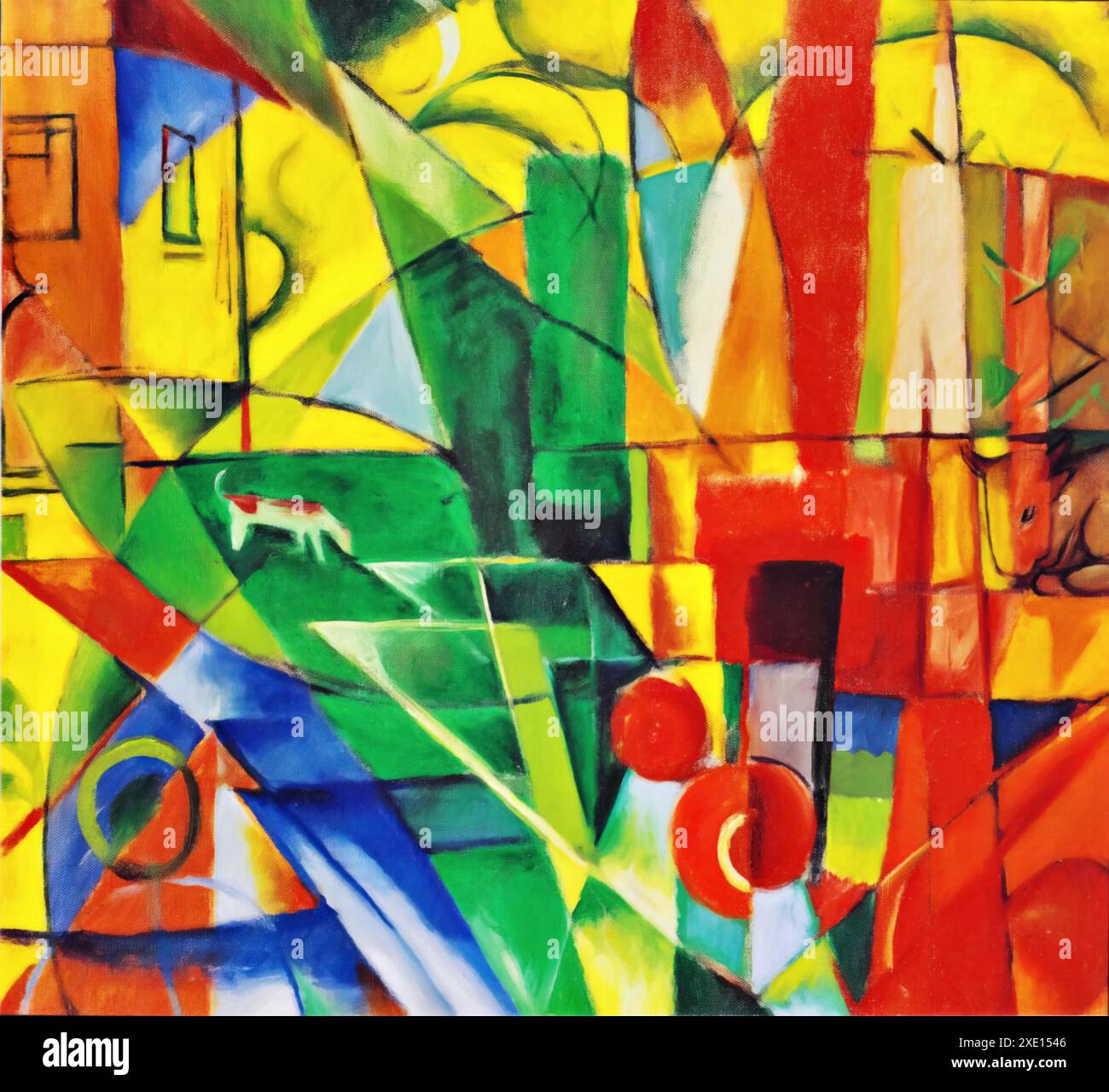 Landscape with House, Dog, and Cattle, 1914 (painting) by Artist Marc ...