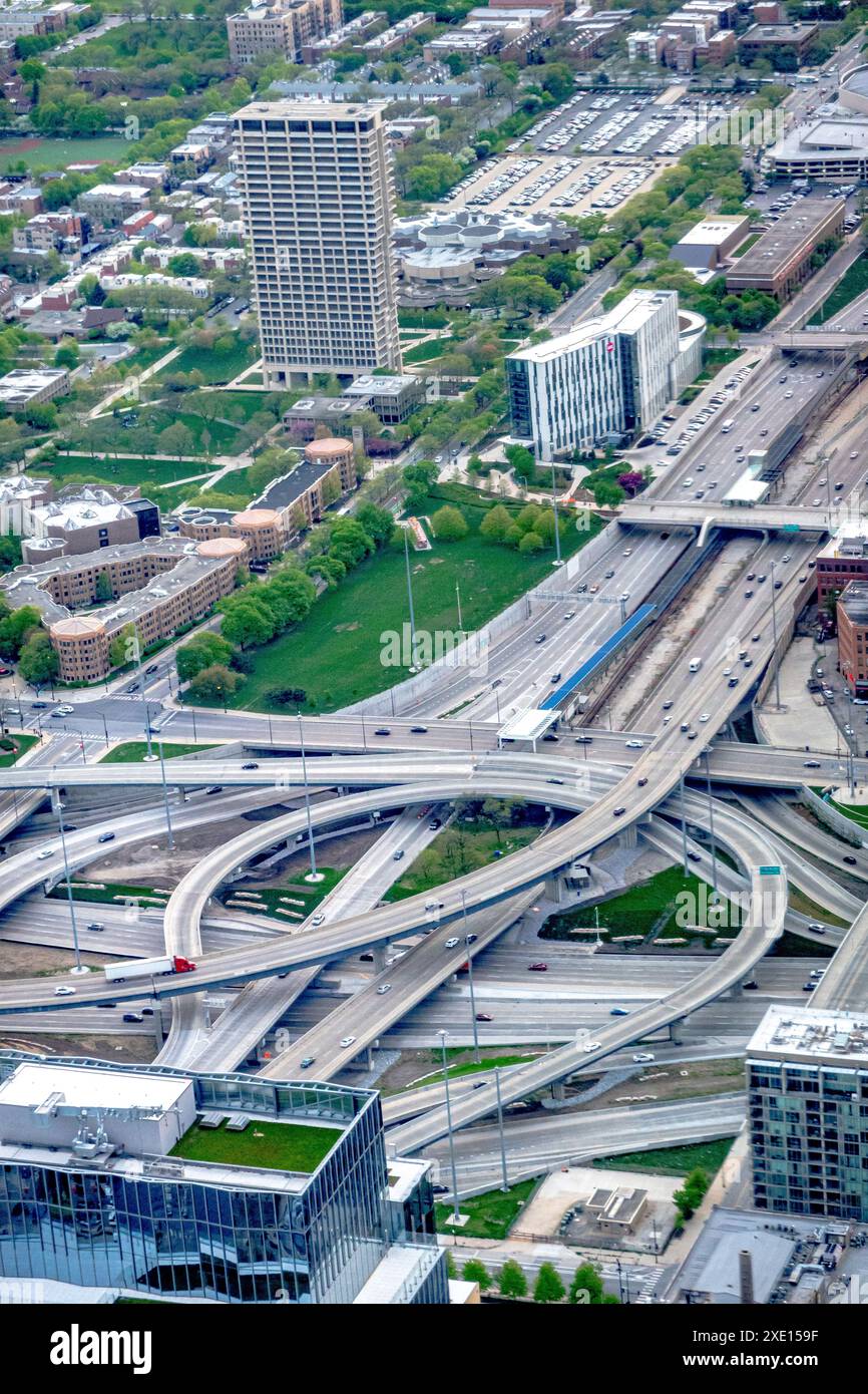 High altitude aerial views from skydeck willis tower chicago illinois ...