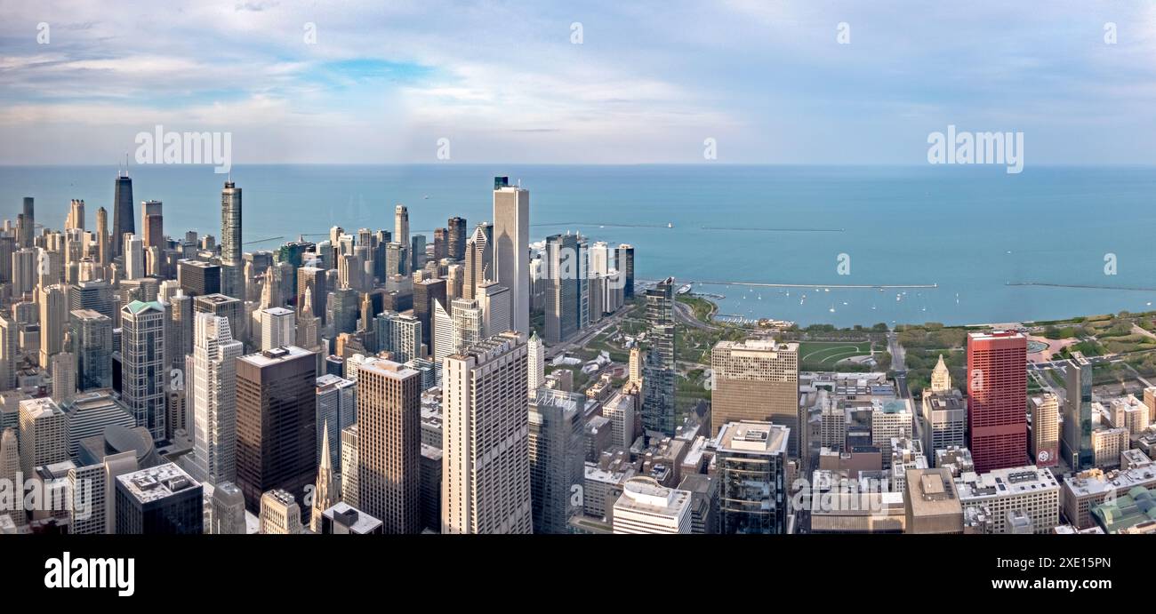 Chicago city skyscrapers aerial view, blue sky background. Skydeck ...