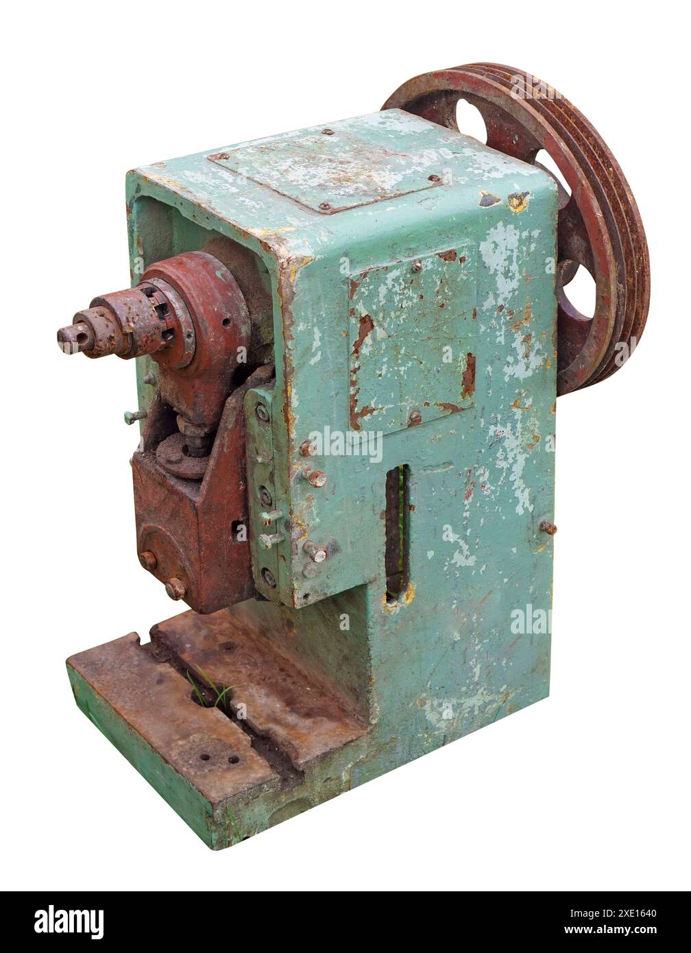 Caliper from old vintage lathe rusts on the lawn isolated Stock Photo ...