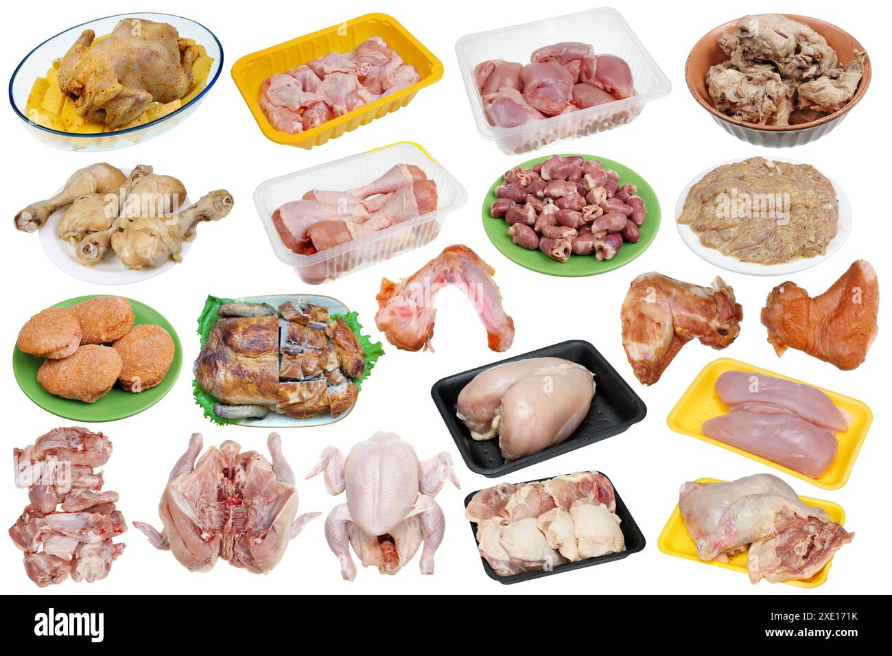 Chicken pieces in different variations set Stock Photo - Alamy