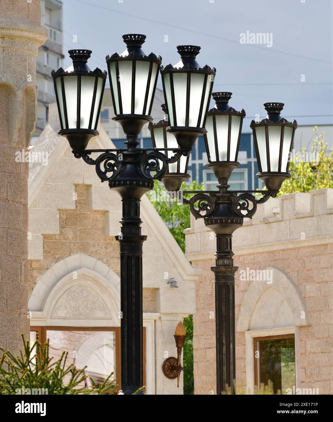 Antique stylized street lamp in Moscow, Russia Stock Photo - Alamy
