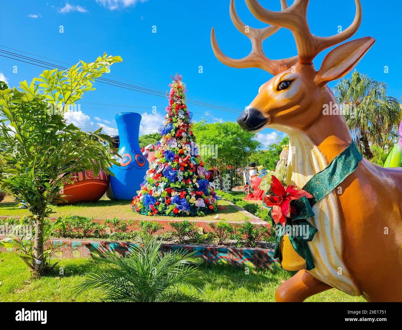 Panama, San Felix park, statues and Christmas decorations Stock Photo ...