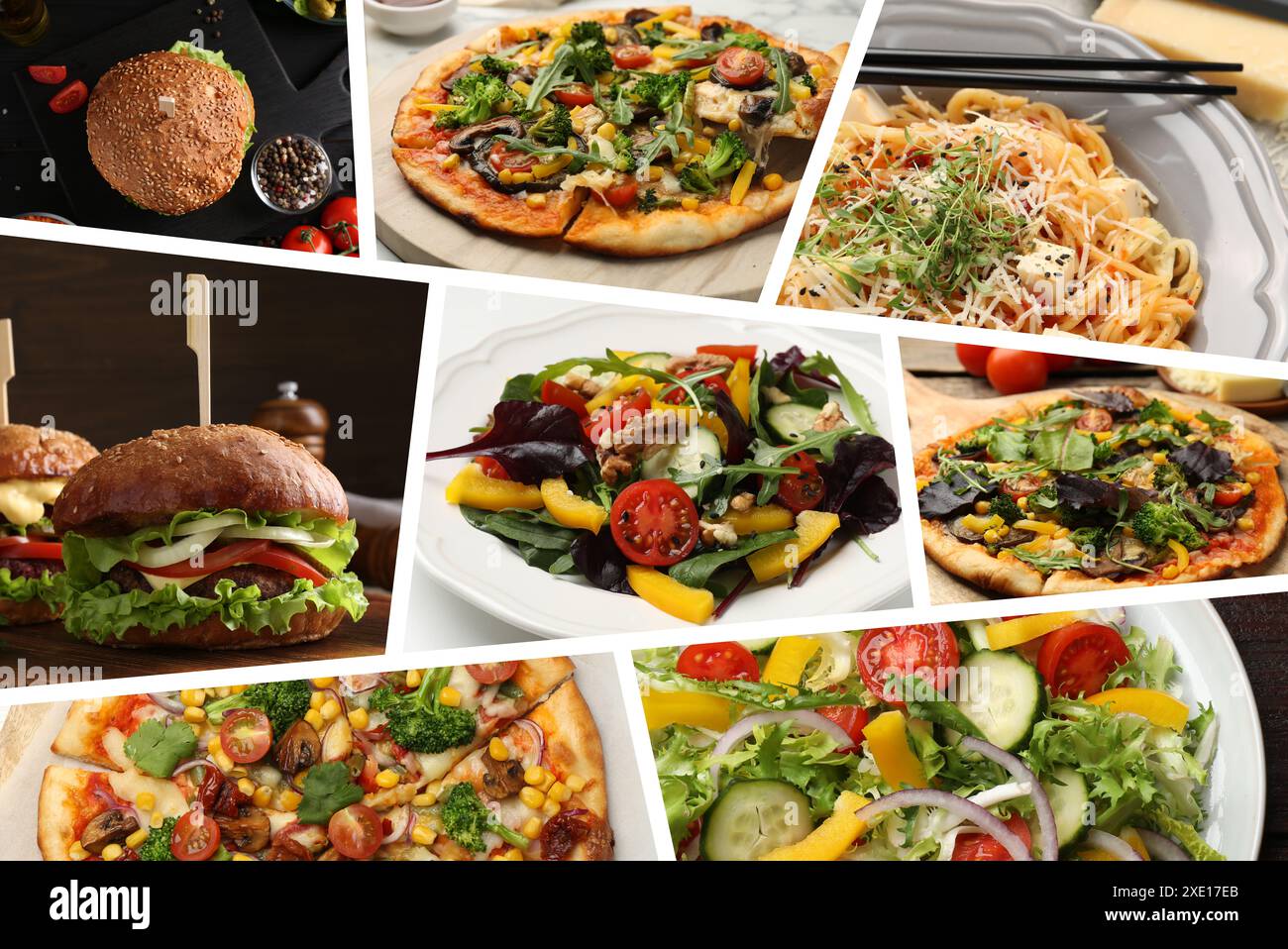 Vegetarian menu. Collage with different tasty dishes Stock Photo - Alamy
