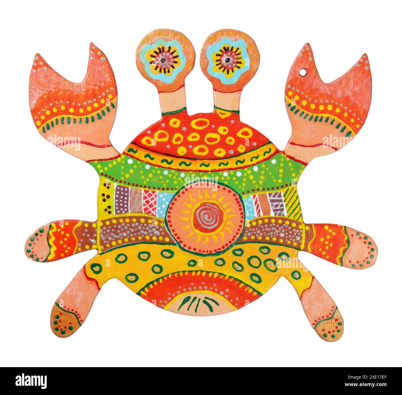 Abstract crab is cut out of plywood and handmade painted with acrylics ...