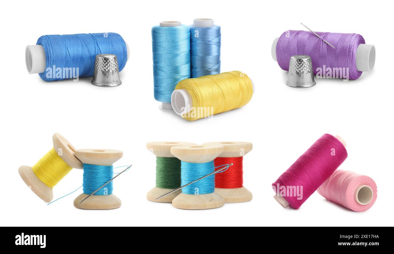Set of bright threads isolated on white, set Stock Photo - Alamy