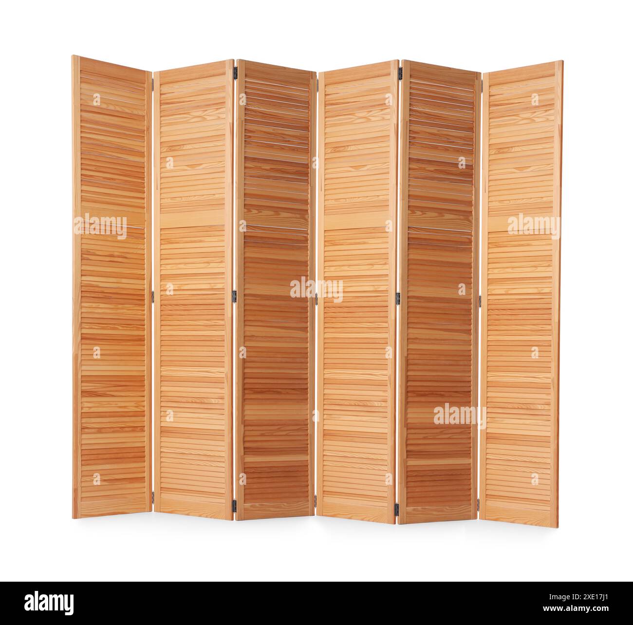 Wooden folding screen isolated on white. Stylish furniture Stock Photo ...